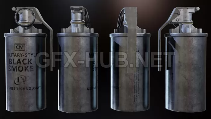 PBR Game 3D Model - Defense Technology Smoke Grenade - 3DSKY Decor Helper