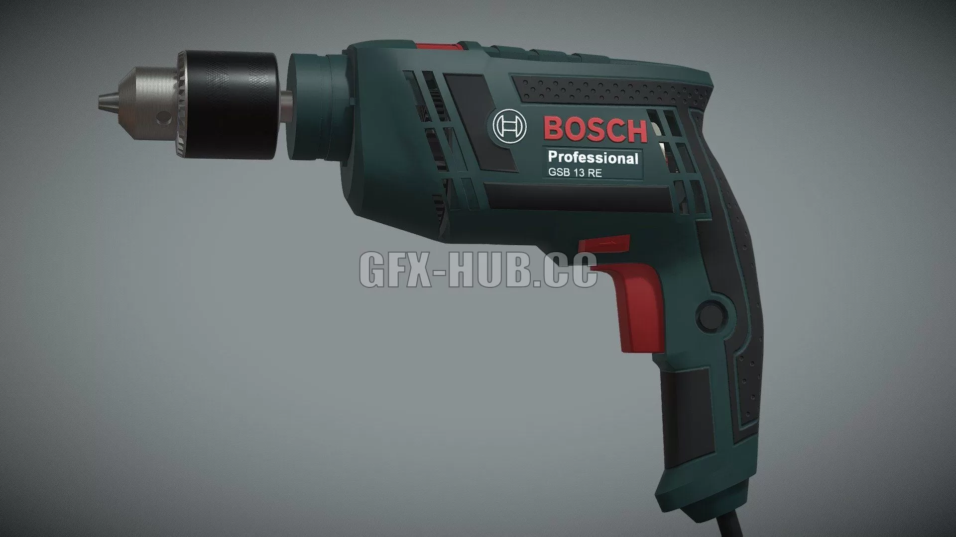 PBR Game 3D Model - Drill Bosch Professional GSB 13 - 3DSKY Decor Helper