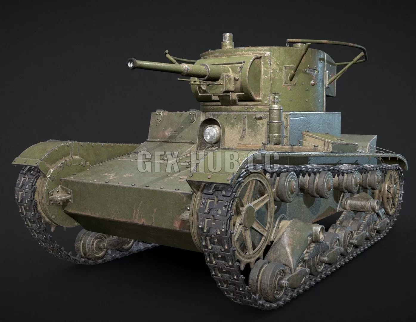 PBR Game 3D Model - Soviet tank T26 - 3DSKY Decor Helper