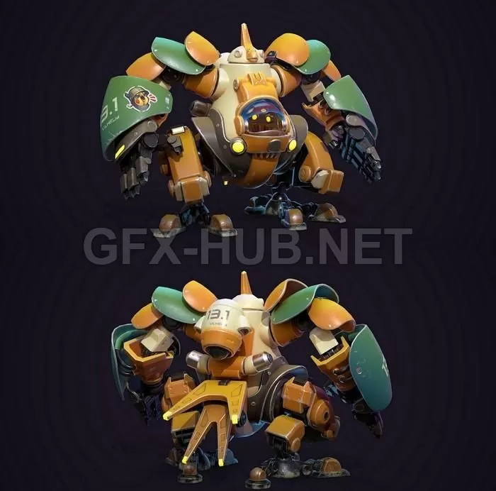 PBR Game 3D Model - Vilhelm 13 Bot - 3DSKY Decor Helper