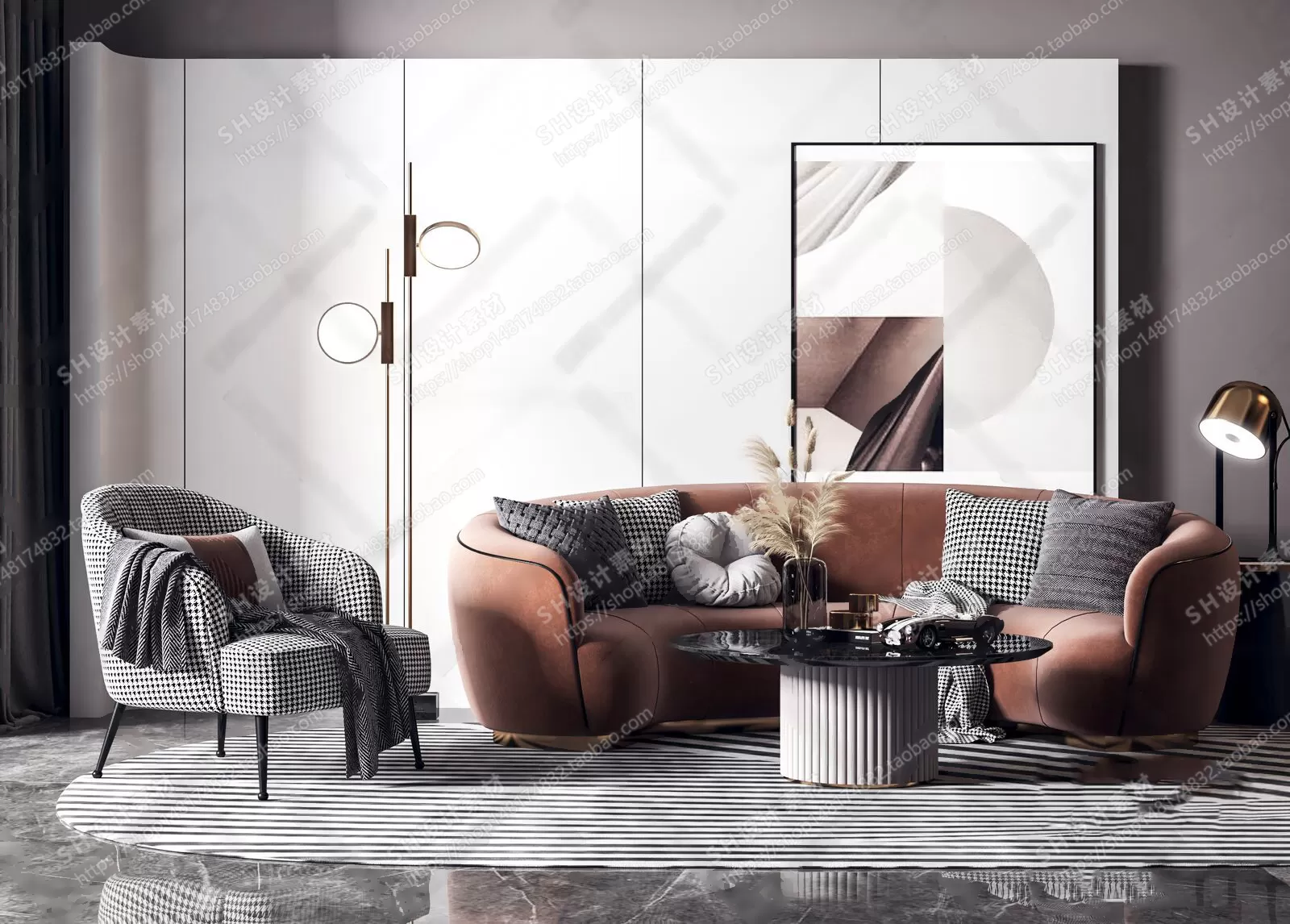 Curved Sofa 3D Models 0011 3DSKY Decor Helper