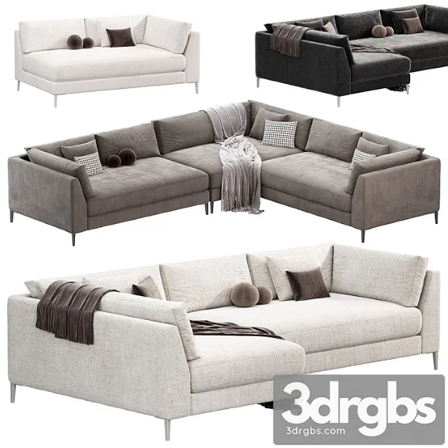 Decker 2 Piece L Shaped White Performance Sofa Chaise By CB2 3D Model Download 3DSKY Decor Helper