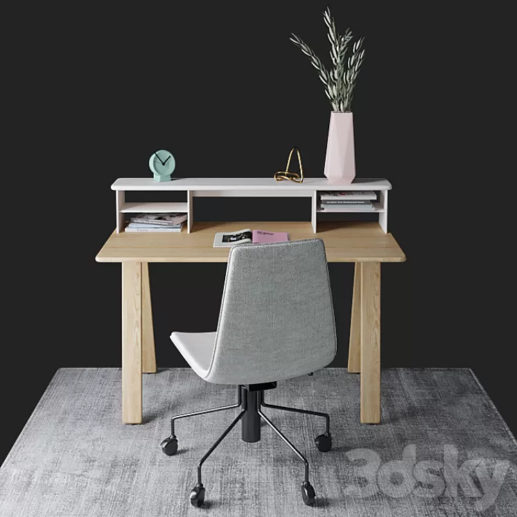 Desktop Kaira Desk by West Elm 3D Model 3DSKY Decor Helper