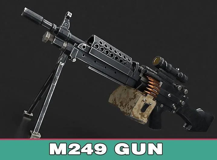 PBR Game 3D Models - M249 machine gun - 3DSKY Decor Helper