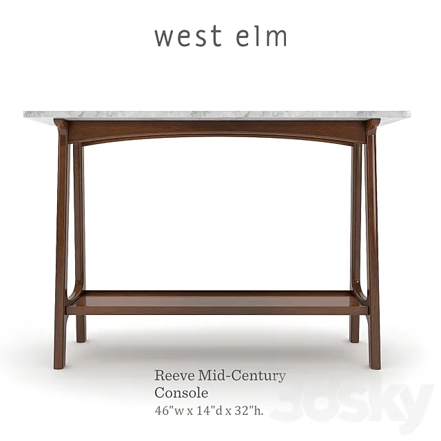 West elm Reeve Mid Century Console 3D Model 3DSKY Decor Helper